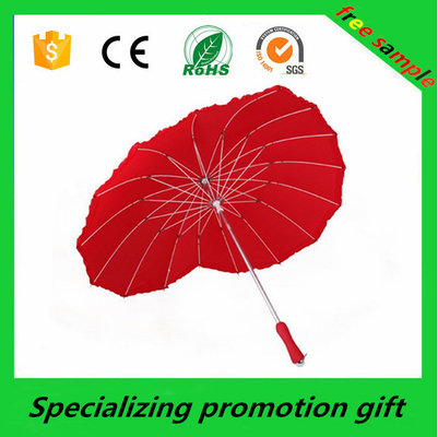 25 Inch 16 Ribs Manual Open Custom Printed Umbrellas Heart Shaped Umbrella
