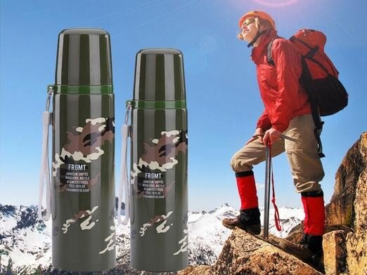 Stainless Steel Military Camouflage Water Bottle 750ml For Outdoor Sport