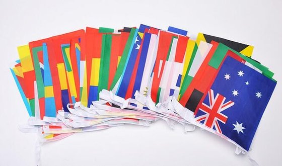 100% Polyester Safety Miniature Country Flags With Standing Pole