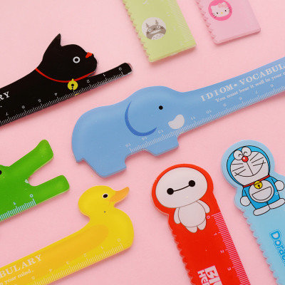 Fashionable 15cm plastic office school kids ruler cute animal shape