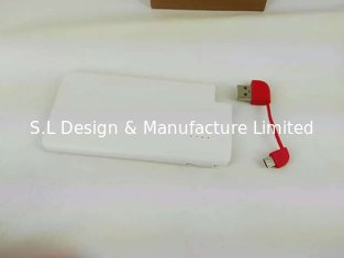 China universal portable credit card shaped power banks with built-in cable supplier