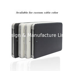 China ultra thin leather power bank with built-in cables custom cable colors supplier
