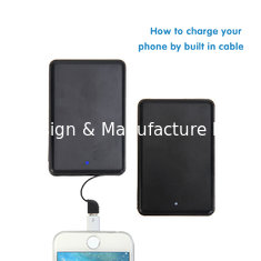 China promotional gift ultra thin leather power bank with built-in cables custom cable colors supplier
