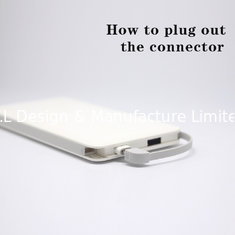 China promotional gift ultra thin white leather power bank with built-in cables 4 power indicators supplier
