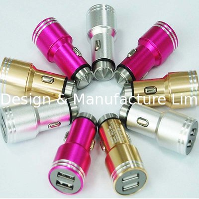 Multi-function Metal aluminum alloy safety hammer double USB car charger supplier