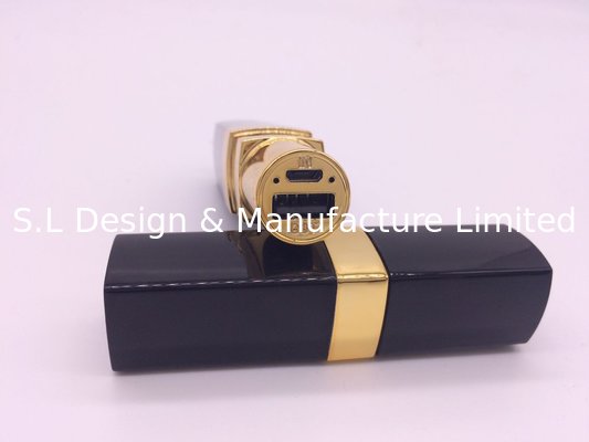 newest gold + black color brand lipstick shaped power bank supplier