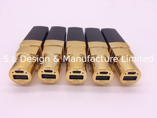 newest gold + black color brand lipstick shaped power bank supplier