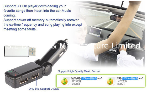 Multi-function Bluetooth hands-free car charger MP3 USB drive FM transmitter/bluetooth/double USB car charger To report supplier