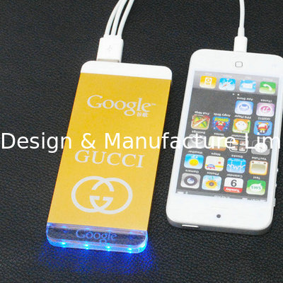 ultral thin transparent glass mobile phone power bank with light supplier