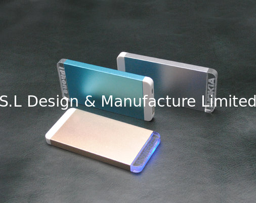 ultral thin transparent glass mobile phone power bank with light supplier