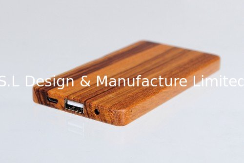 natural red wood rectangle 4000mah power bank supplier