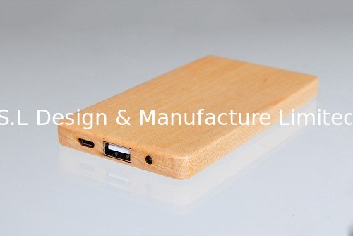 natural red wood rectangle 4000mah power bank supplier