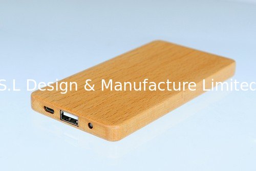 natural wood rectangle 4000mah power bank supplier