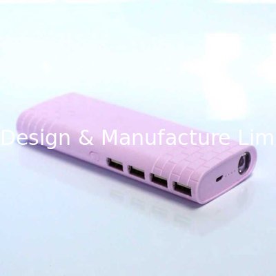 universal portable plastic power banks with led torch 4 USB port supplier