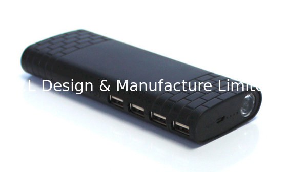 universal portable plastic power banks with led torch 4 USB port supplier