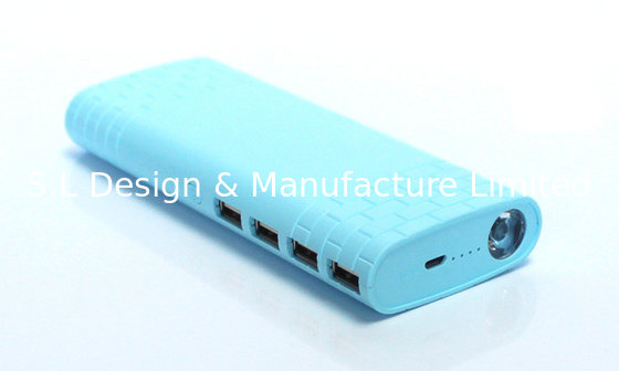 universal portable plastic power banks with led torch 4 USB port supplier