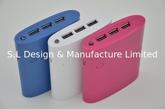 universal portable plastic power banks with  led indicator 3 usb ports supplier