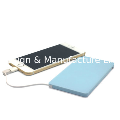ultra thin slim creadit card shaped real  4000mah capacity power banks with built-in cable for Iphone6 connector supplier