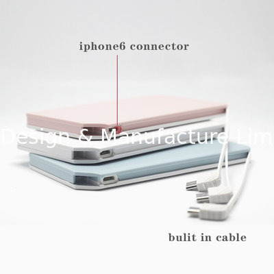 ultra thin slim creadit card shaped real  4000mah capacity power banks with built-in cable for Iphone6 connector supplier