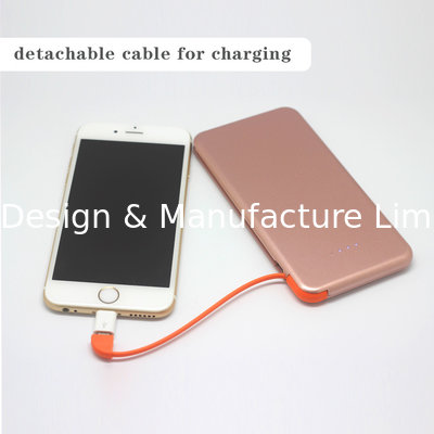 ultra thin power banks with built-in detachable cable for Iphone6 connector supplier