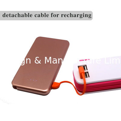 ultra thin power banks with built-in detachable cable for Iphone6 connector supplier