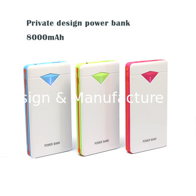 private design 8000mah real capacity power bank built-in cables with led light and 4 power indicators supplier