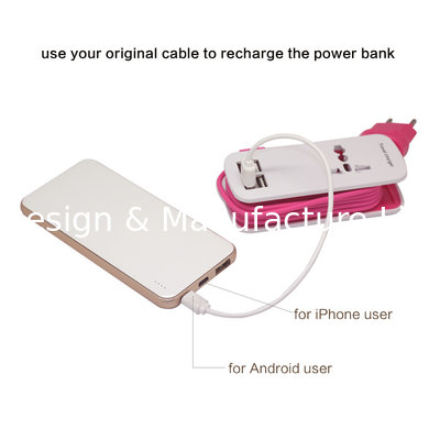 private design 5000mah real capacity power bank the same size as Iphone6 for Iphone and Andriod smart phone supplier