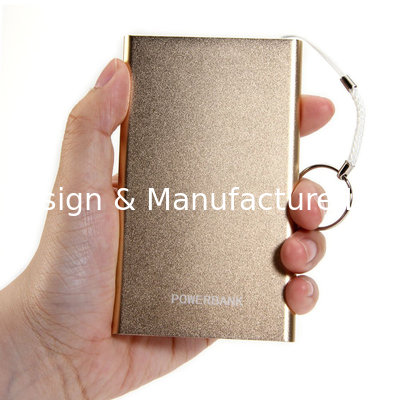 aluminum metal case laser printing logo power bank with 4 power indicators keychain supplier