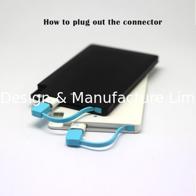 ultra thin business card shaped power bank 2000MAH 2200MAH 2500MAH with built-in cables custom design full color pritnin supplier