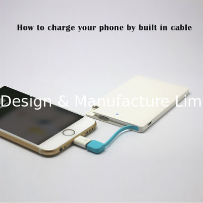 ultra thin business card shaped power bank 2000MAH 2200MAH 2500MAH with built-in cables custom design full color pritnin supplier