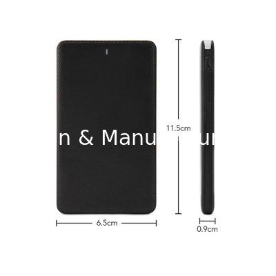ultra thin leather power bank with built-in cables custom cable colors supplier