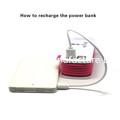 ultra thin leather power bank with built-in cables custom cable colors supplier