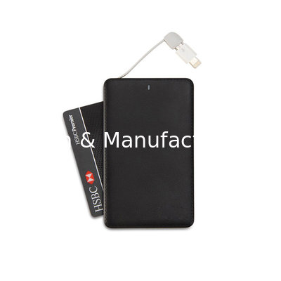 ultra thin leather power bank with built-in cables custom cable colors supplier