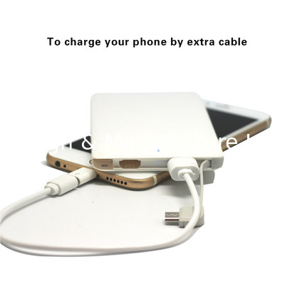 ultra thin leather power bank with built-in cables custom cable colors supplier
