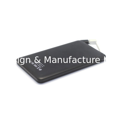ultra thin leather power bank with built-in cables custom cable colors supplier