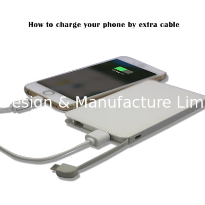 promotional gift real capacity 4000mah ultra thin leather power bank with built-in cables 4 power indicators supplier