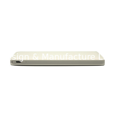 promotional gift ultra thin white leather power bank with built-in cables 4 power indicators supplier