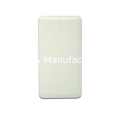 promotional gift ultra thin white leather power bank with built-in cables 4 power indicators supplier