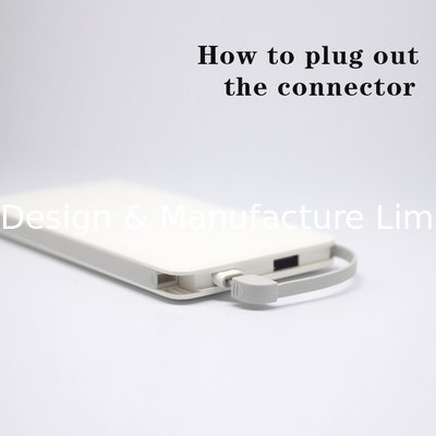 promotional gift ultra thin white leather power bank with built-in cables 4 power indicators supplier