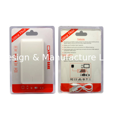 promotional gift ultra thin white leather power bank with built-in cables 4 power indicators supplier