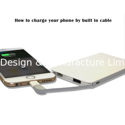 promotional gift real capacity 4000mah ultra thin leather power bank with built-in cables 4 power indicators supplier