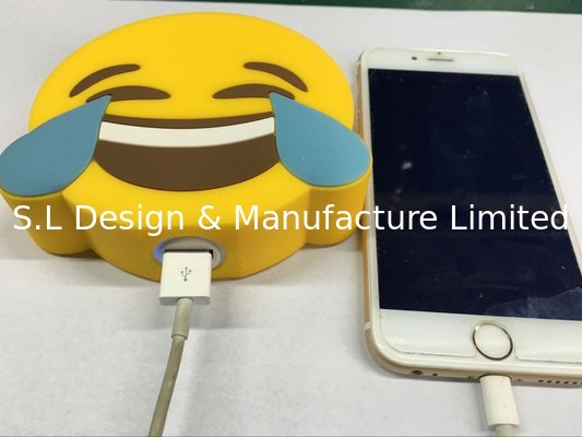 Custom pvc rubber silicone gift emoji face expression 2600mah cell phone mobile phone charger supplier