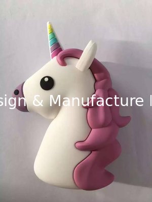 Customized PVC UNICORN shaped 2600mah power bank mobile phone charger factory wholesale supplier