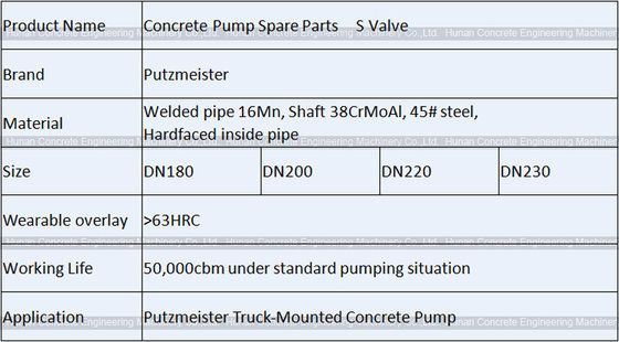 Concrete Pump Parts Putzmeister S Valve Pipe S1512 /S2015/S2018/S2318