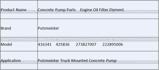 Concrete Pump Parts Putzmeister Filter Element 416341 425836 222895006 Filter Element/ Filter Cartridge/Filter Core