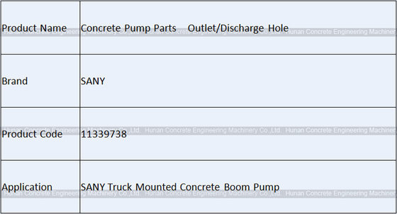 Concrete Pump Parts SANY utlet Plate Discharge Hole for Truck Mounted Concrete Boom Pump 11339738