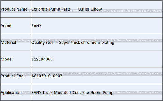 Concrete Pump Parts SANY Outlet NO.1 Elbow Hinge Bent Pipe A810301010907C 11619406C