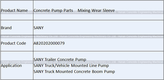 Concrete Pump Spare Parts SANY Mixing Wear Sleeve Shaft Sleeve Bushing A820202000079