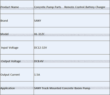Concrete Pump Parts SANY Remote Control Battery Charger HL-31ZC