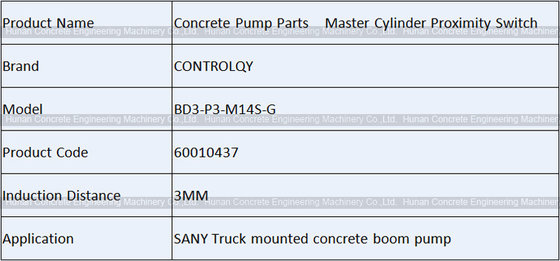 Concrete Pump Parts SANY CONTROLQY BD3-P3-M14S-G Main Cylinder Proximity Switch 60010437